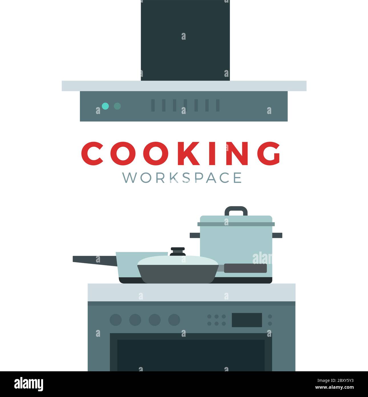 Concept workplace for cooking food vector illustration in flat style ...