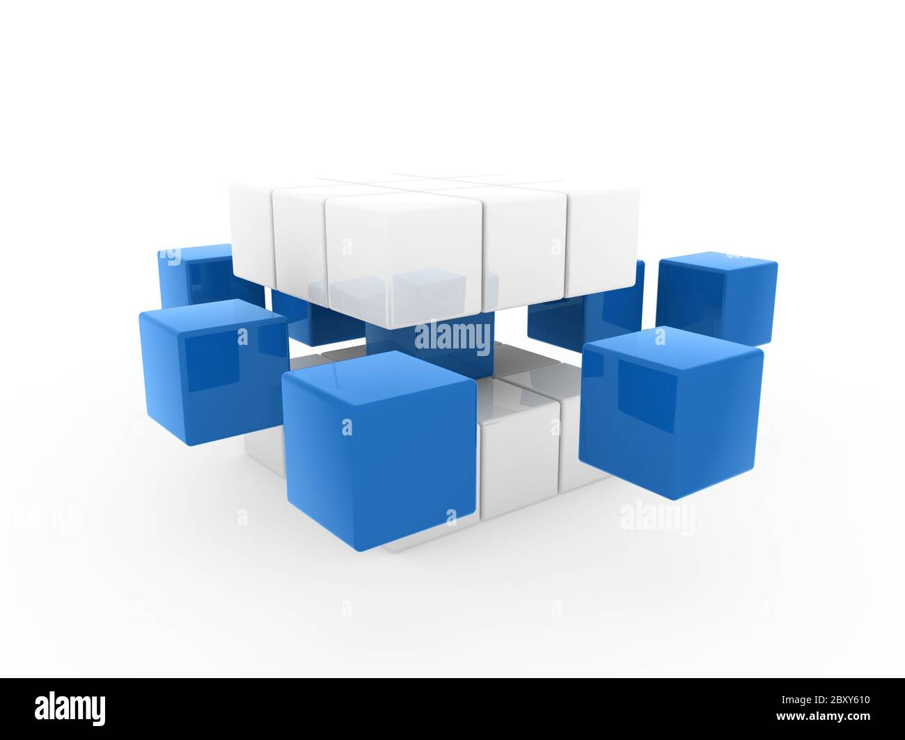 3d cube blue white Stock Photo - Alamy