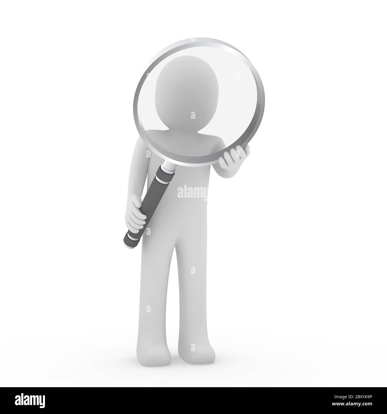 3d man glass lens loupe Stock Photo - Alamy