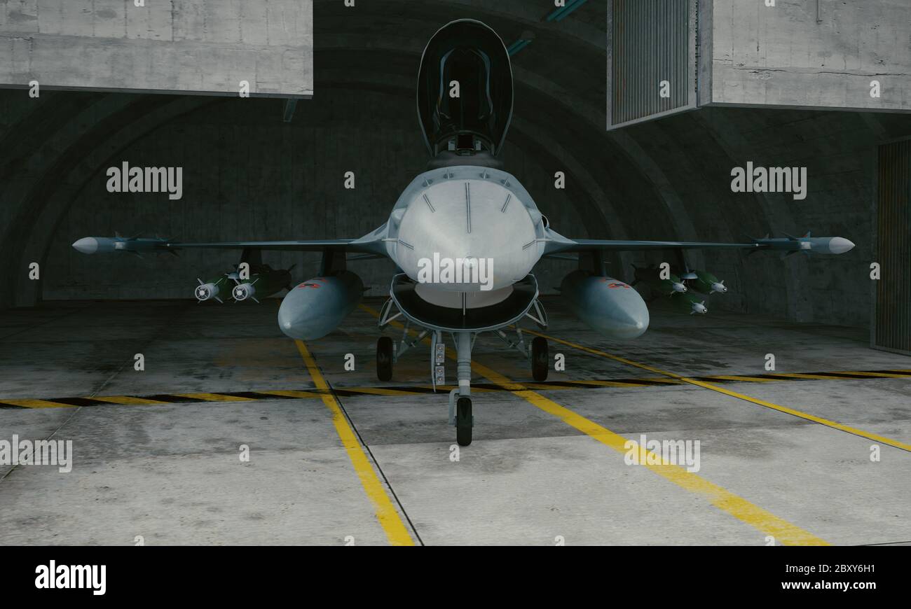 F 16 , american military fighter plane. 3d render Stock Photo - Alamy