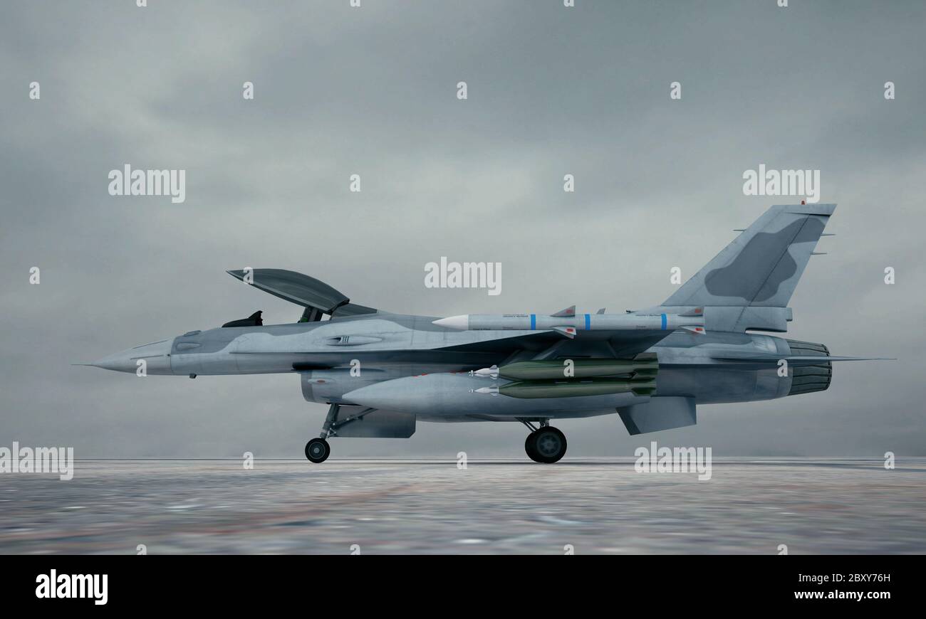 F 16 , american military fighter plane. 3d render Stock Photo - Alamy