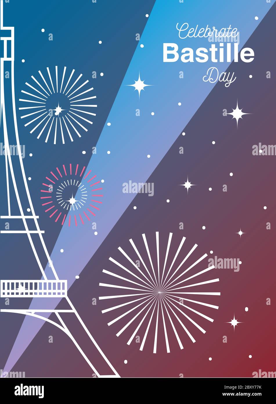 banner or poster for the French national day, label celebrate bastille ...