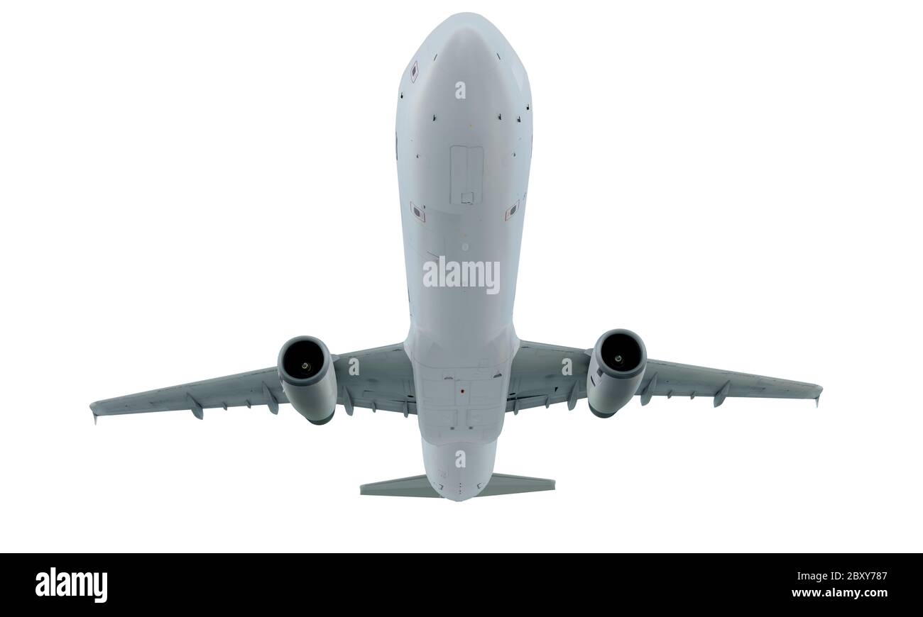 White plane flying. airplane isolate on white background Stock Photo ...