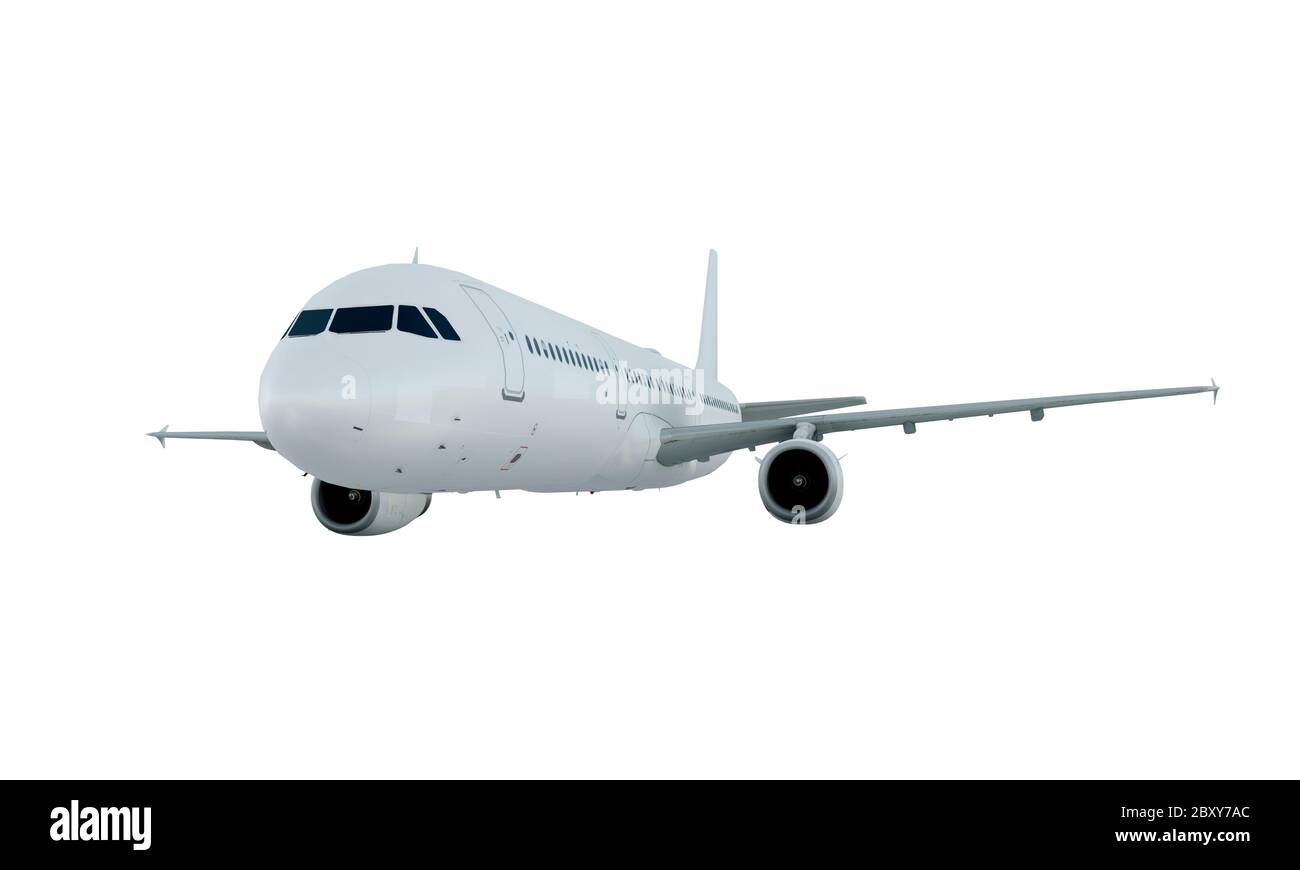 White plane flying. airplane isolate on white background Stock Photo ...