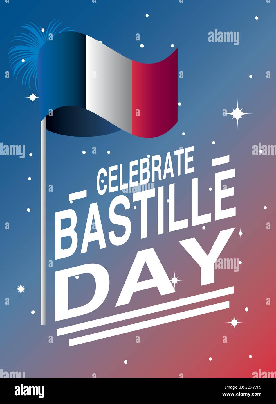 banner or poster for the French national day, label celebrate bastille ...