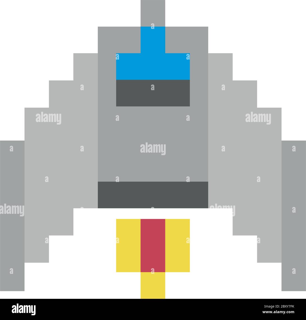 space ship flying 8 bits pixelated icon vector illustration design ...