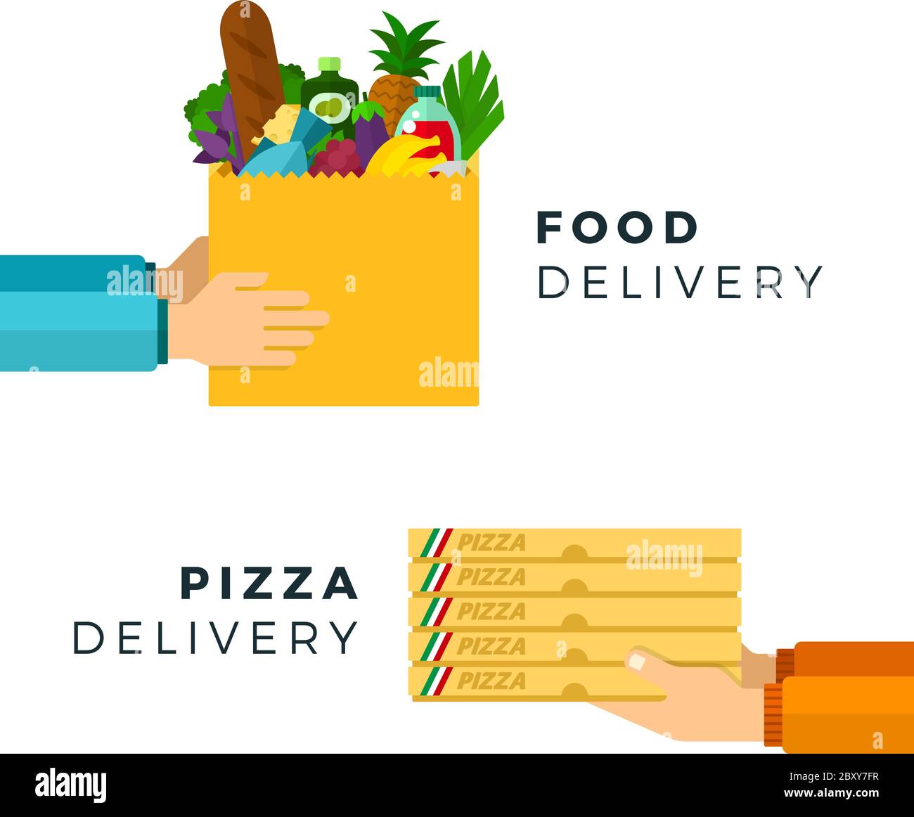 Food and Pizza delivery service vector flat isolated Stock Vector Image ...