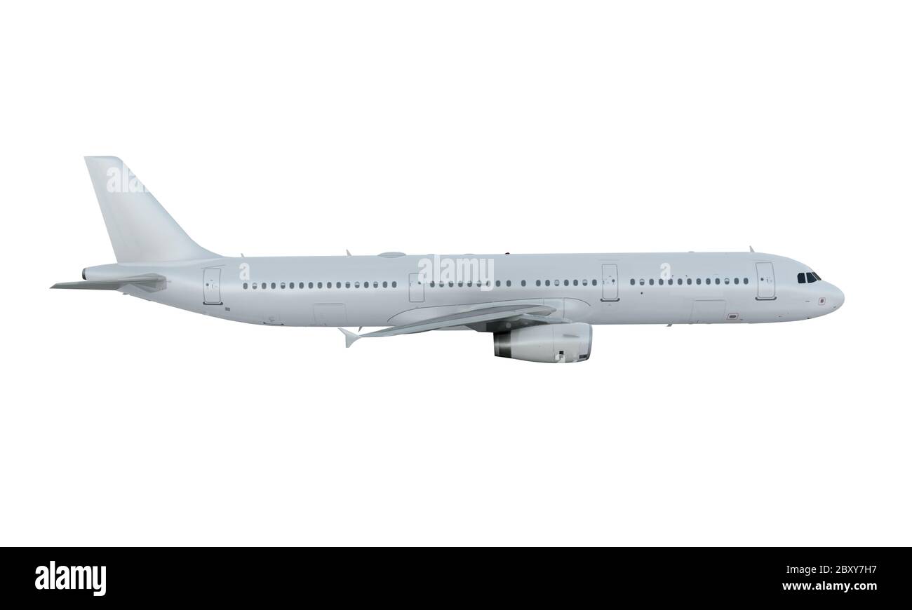 White plane flying. airplane isolate on white background Stock Photo ...