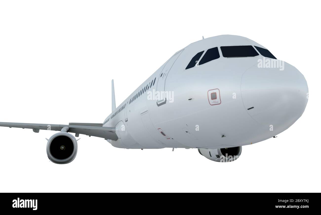 White plane flying. airplane isolate on white background Stock Photo ...