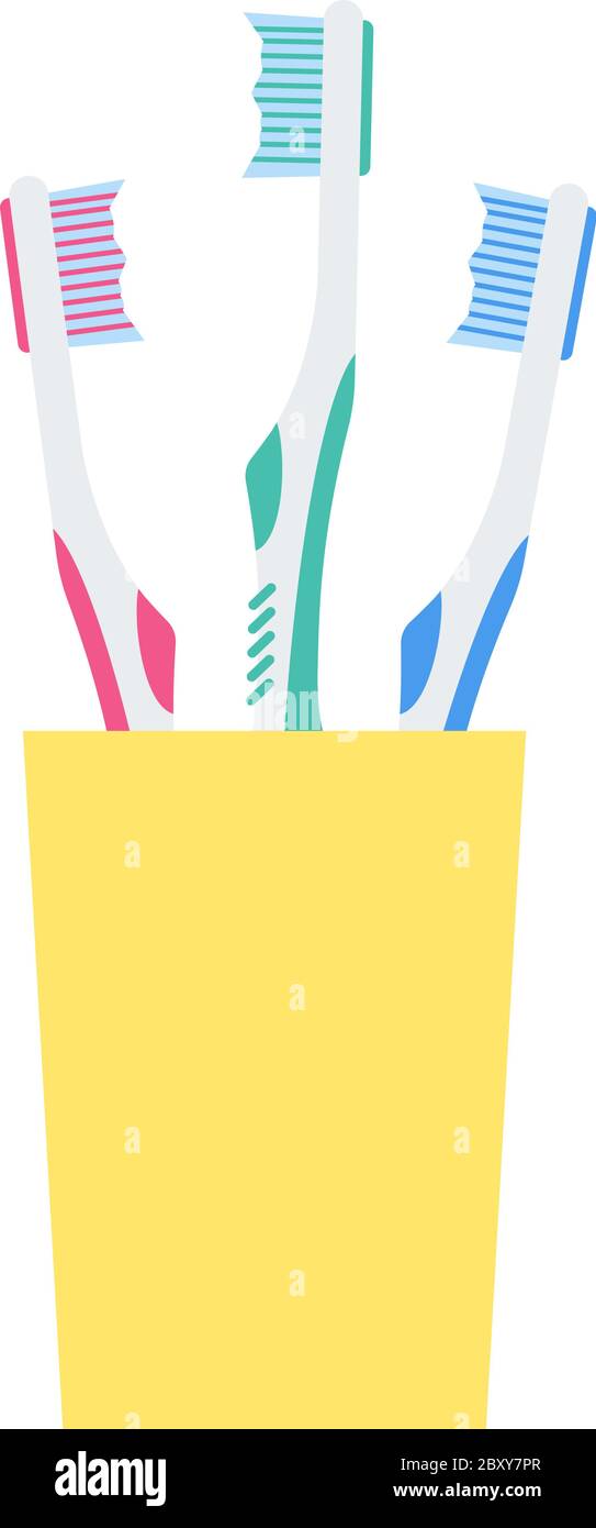 Toothbrush in cup illustration Stock Vector Images - Alamy