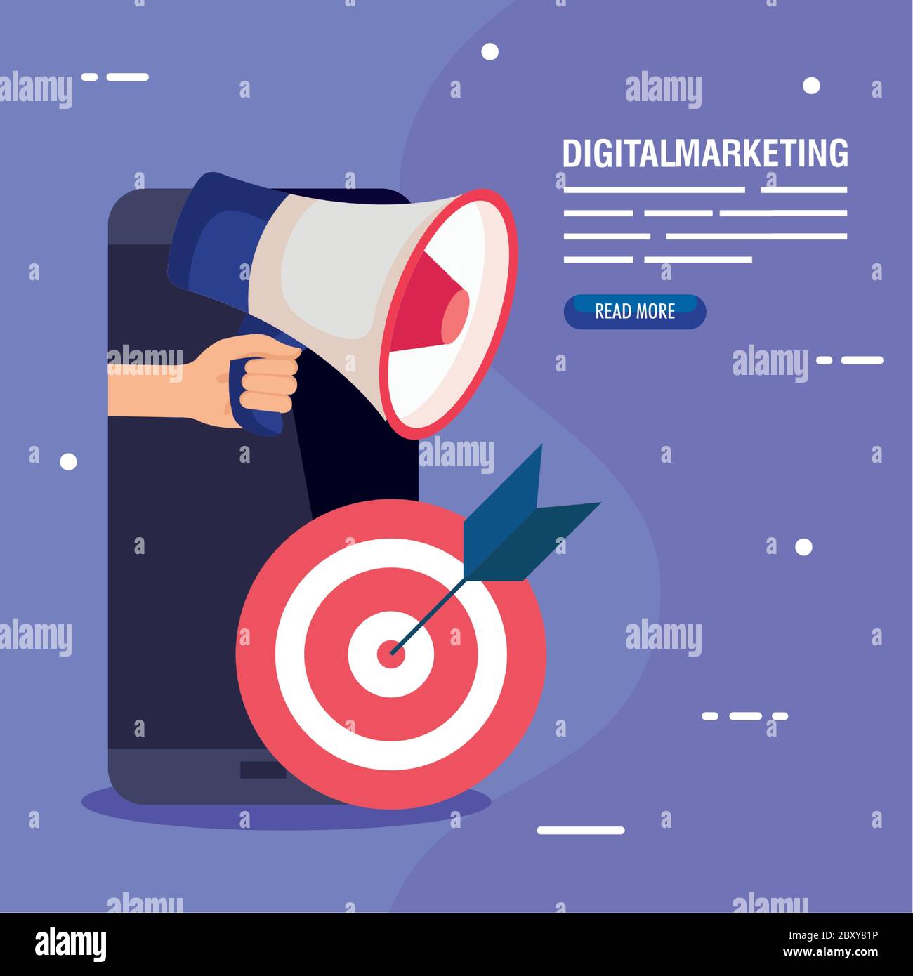Smartphone target and megaphone of digital marketing vector design ...