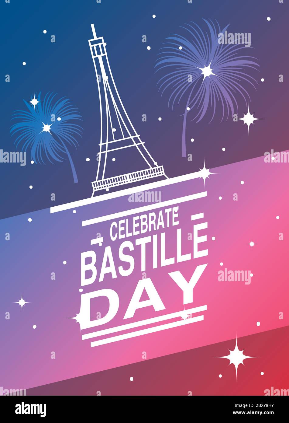 banner or poster for the French national day, label celebrate bastille ...