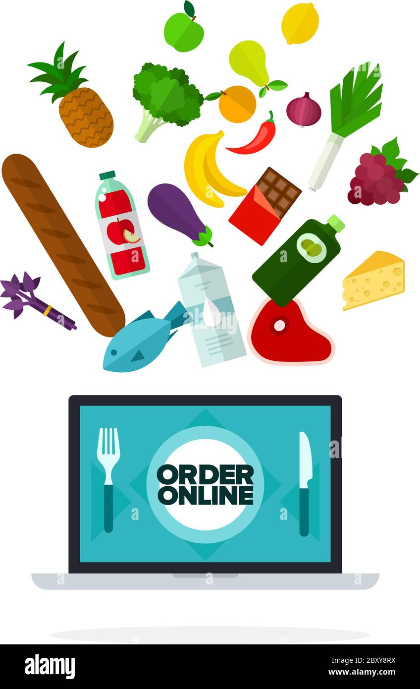Order online on screen computer vector flat isolated Stock Vector Image ...