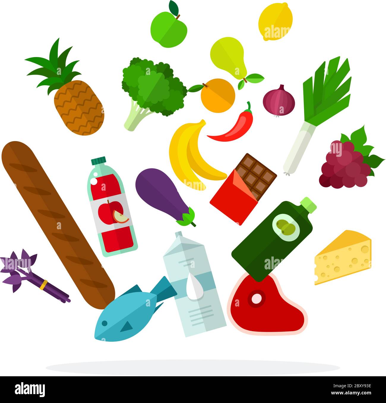 Flying food vector flat isolated Stock Vector Image & Art - Alamy