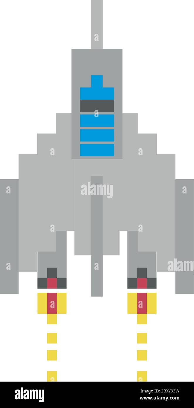 space ship flying 8 bits pixelated icon vector illustration design ...