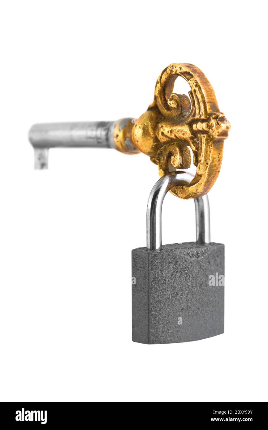 Retro key and lock Stock Photo - Alamy