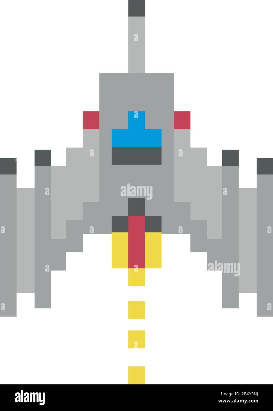 space ship flying 8 bits pixelated icon vector illustration design ...