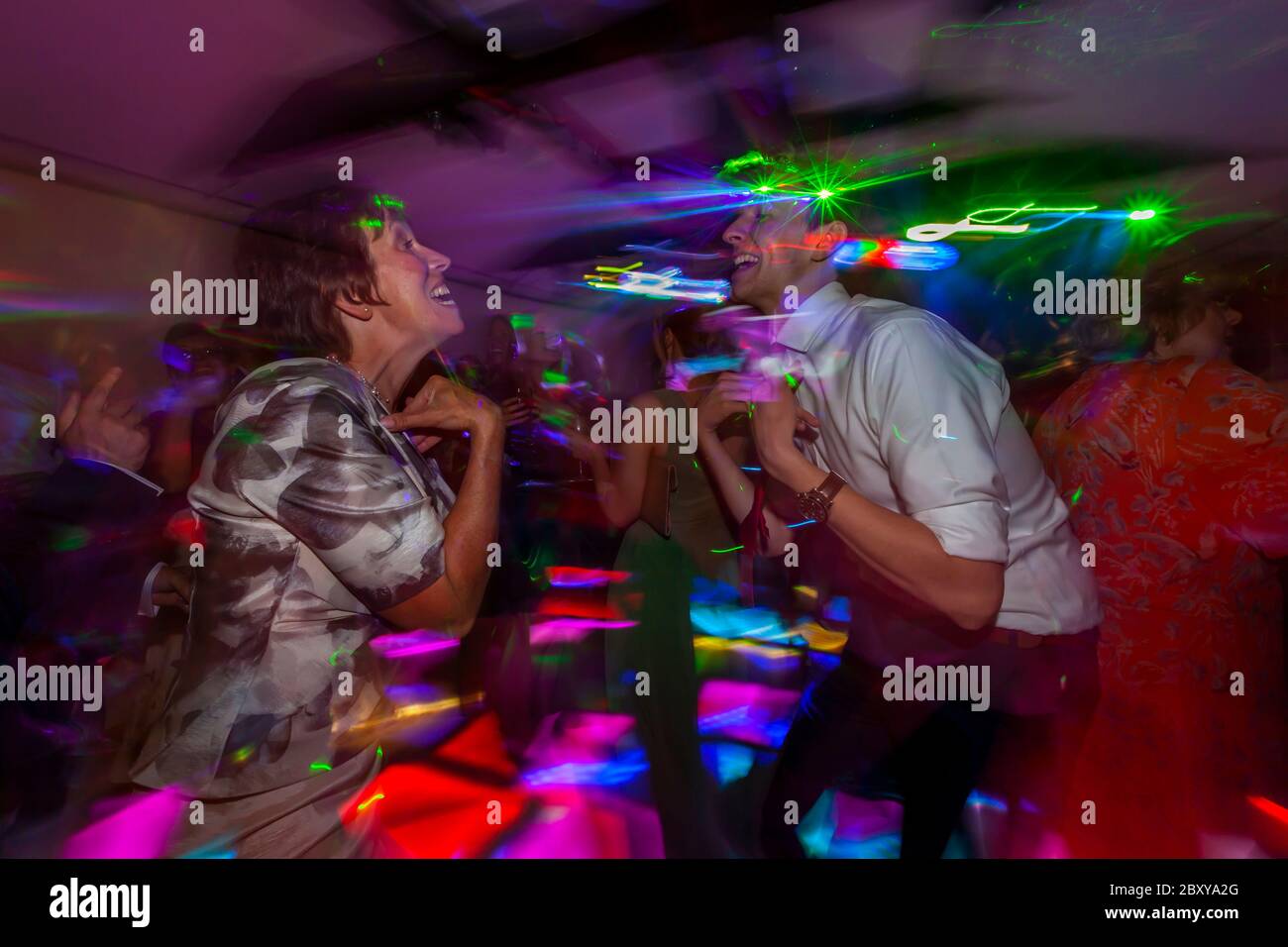 Exuberant disco fever of the wedding party. Wedding in South ...