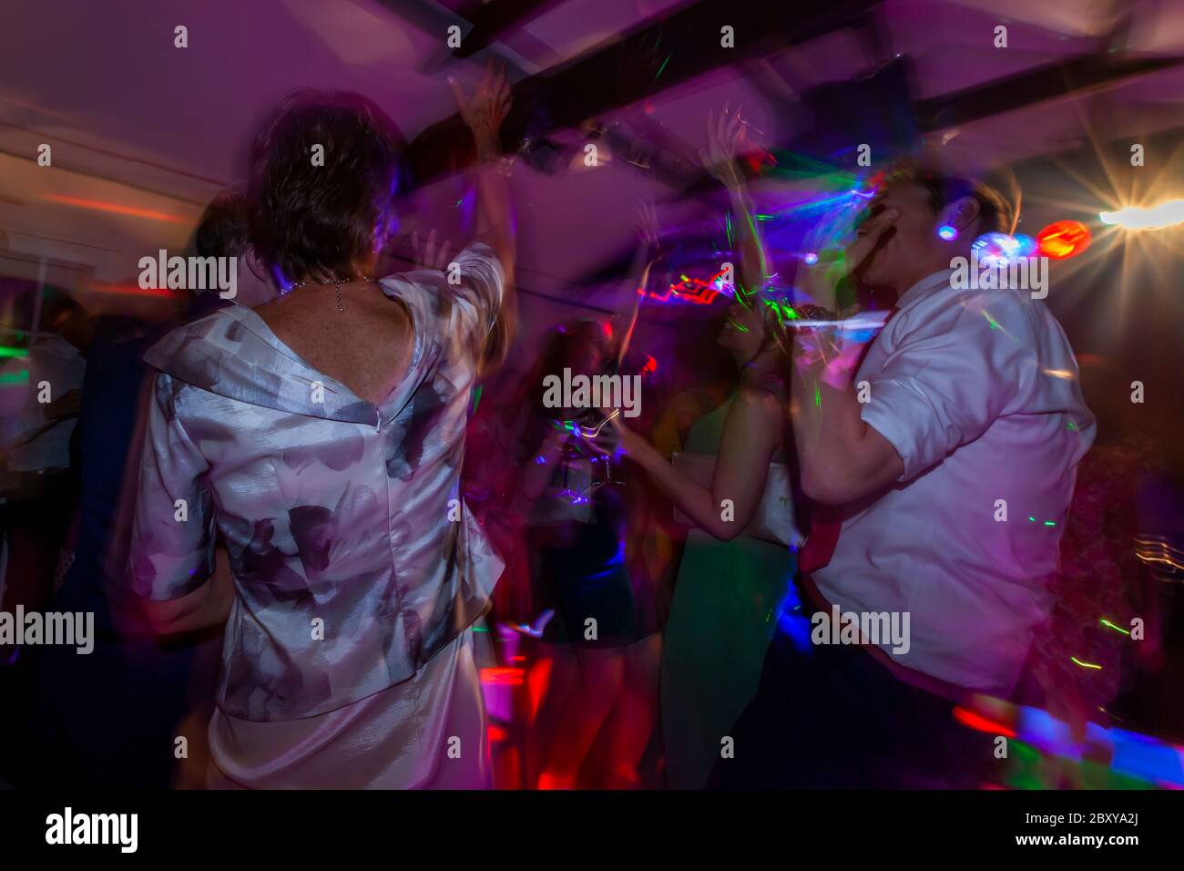 Exuberant disco fever of the wedding party. Wedding in South ...