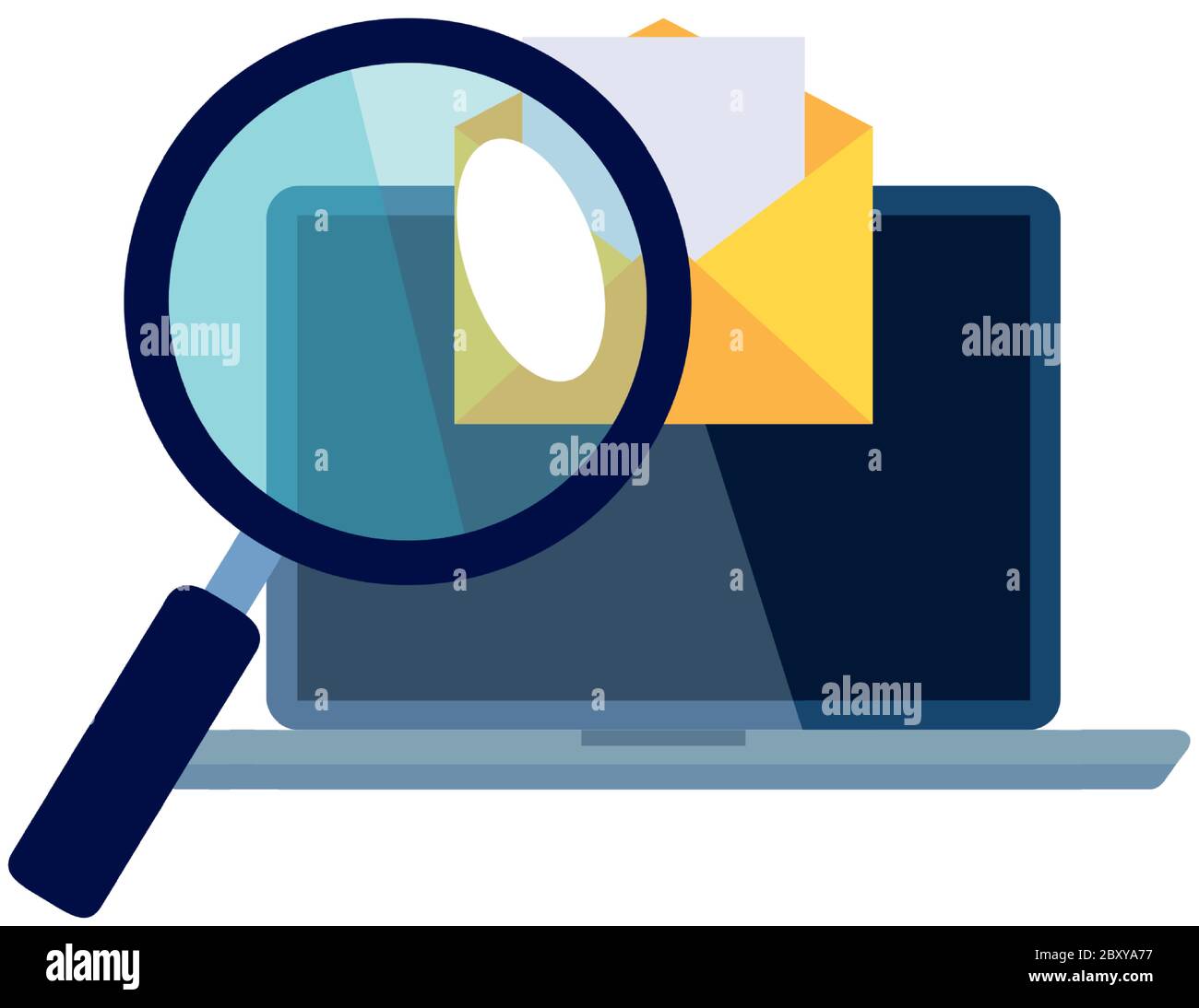 laptop with envelope message and lupe vector design Stock Vector Image ...
