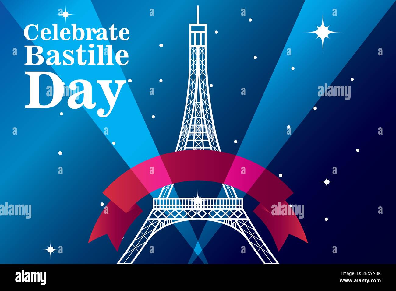 banner or poster for the French national day, label celebrate bastille ...
