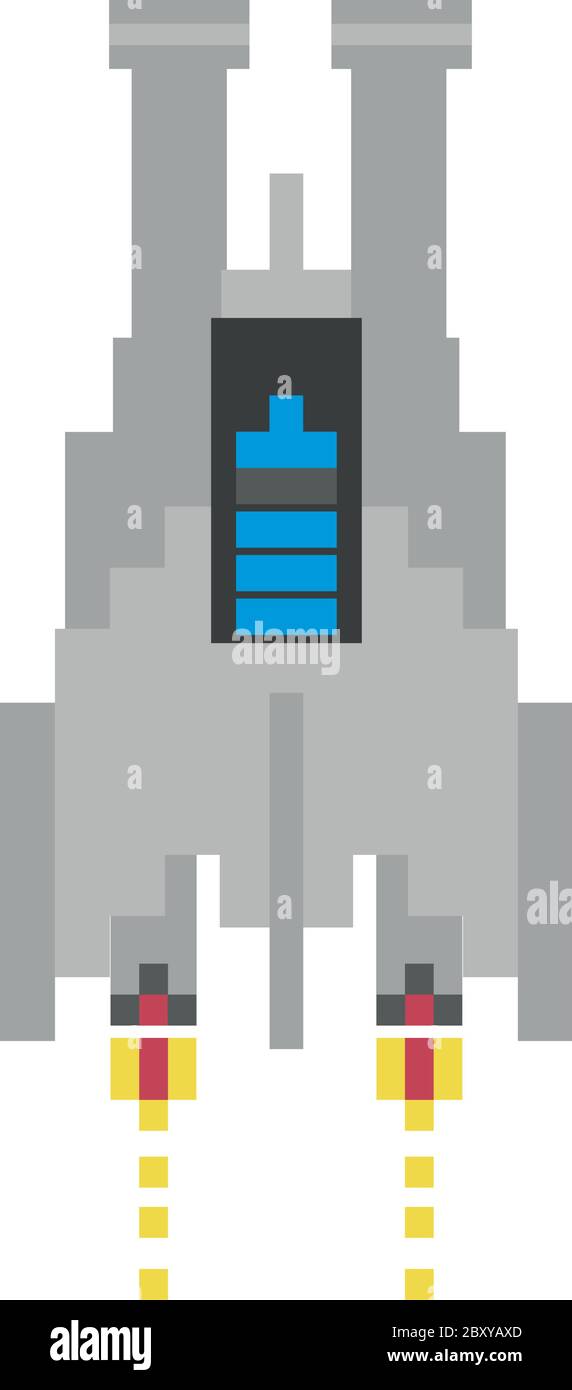space ship flying 8 bits pixelated icon vector illustration design ...