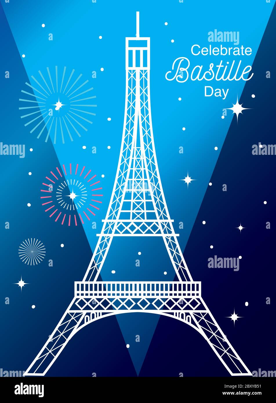 banner or poster for the French national day, label celebrate bastille ...