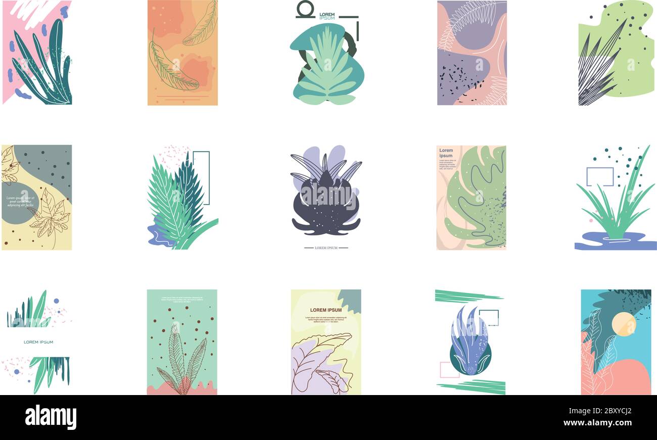 set of abstract plants banners vector illustration design Stock Vector ...
