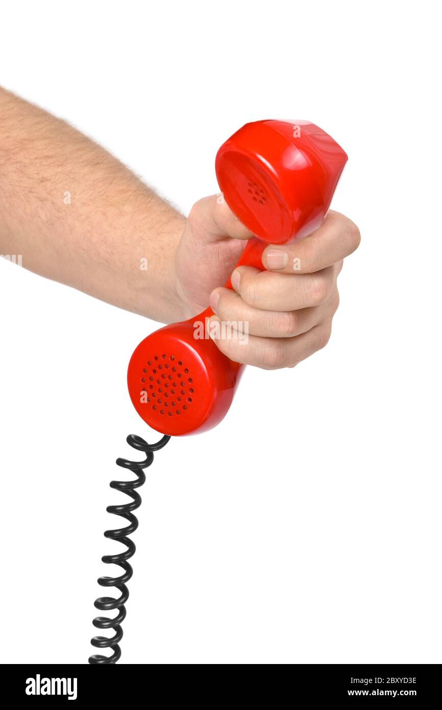 Hand and telephone Stock Photo - Alamy
