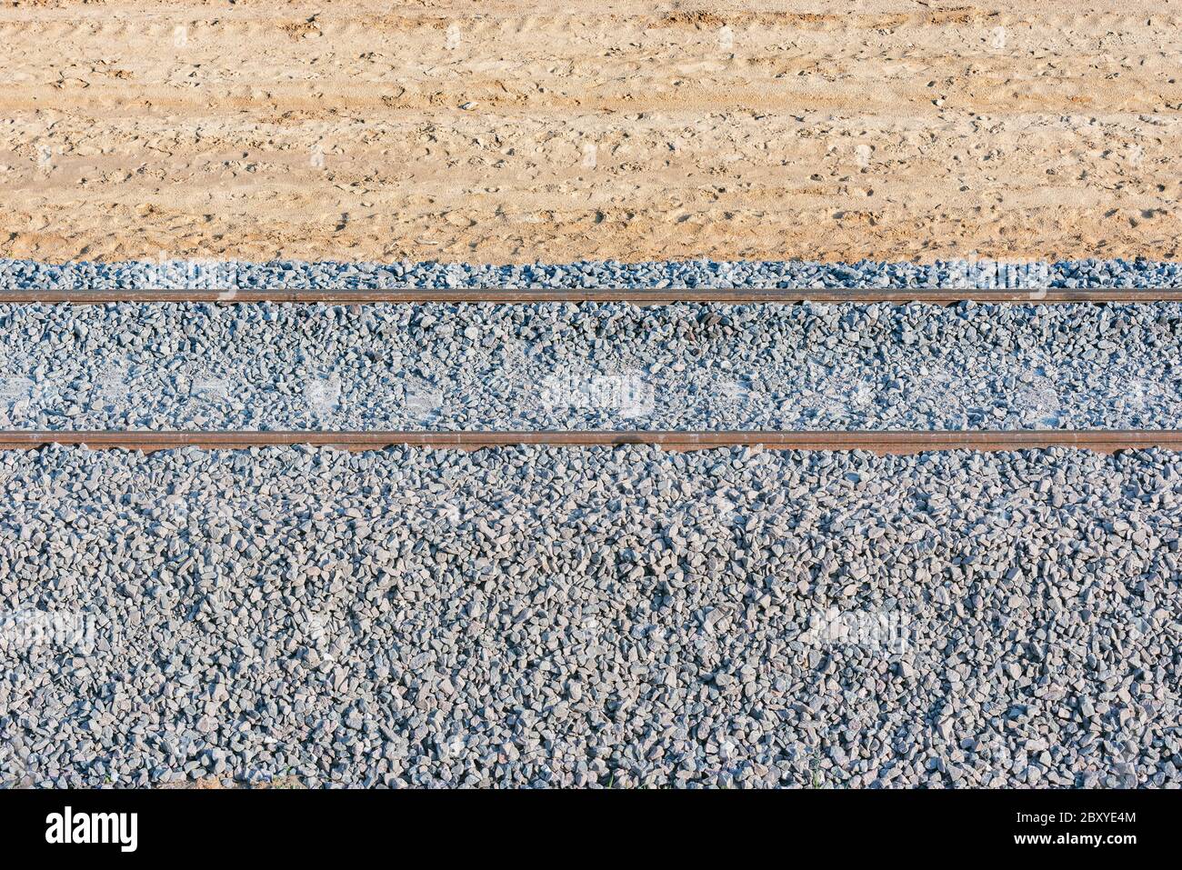 Close up image of new railway track Stock Photo - Alamy