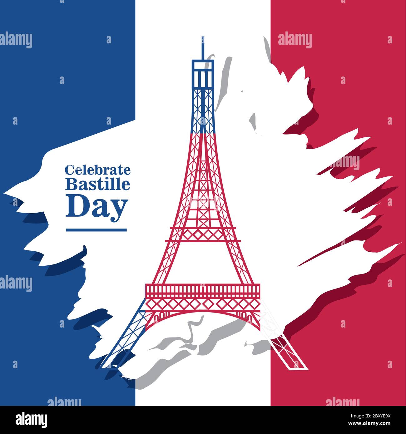 banner or poster for the French national day, label celebrate bastille ...