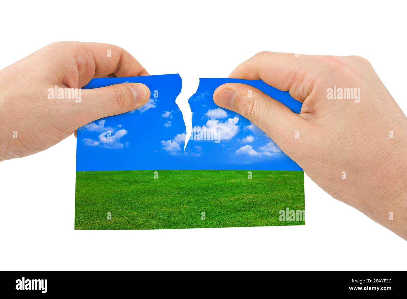 Hands tear nature picture Stock Photo - Alamy