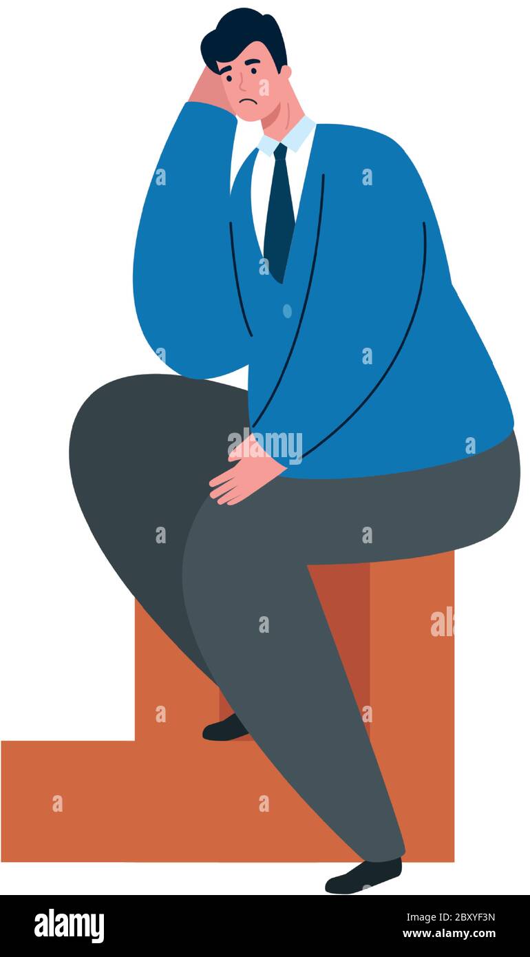 sad businessman avatar on ladder vector design Stock Vector Image & Art ...