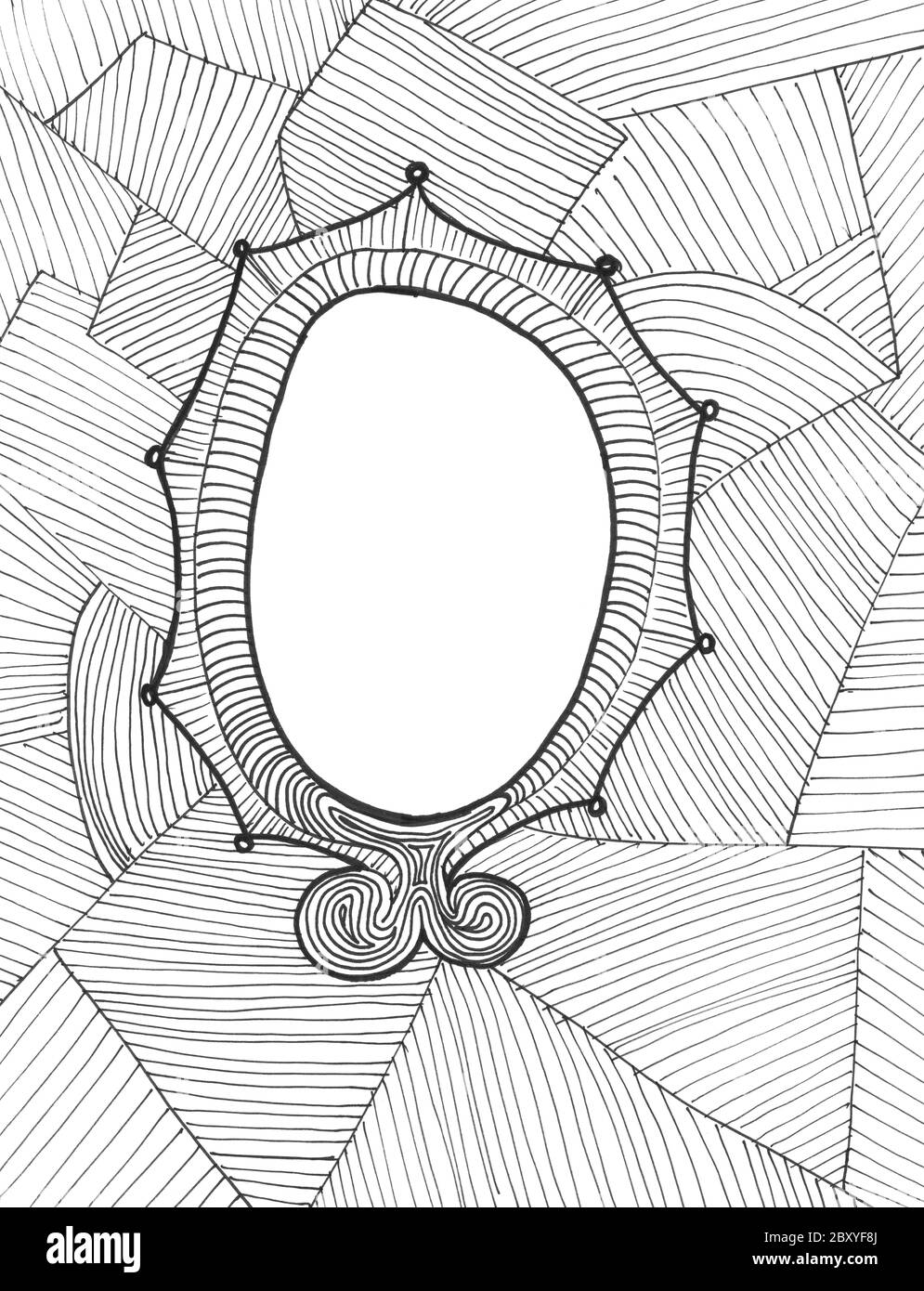 Decorative doodle frame rectangular Black and White Stock Photos ...