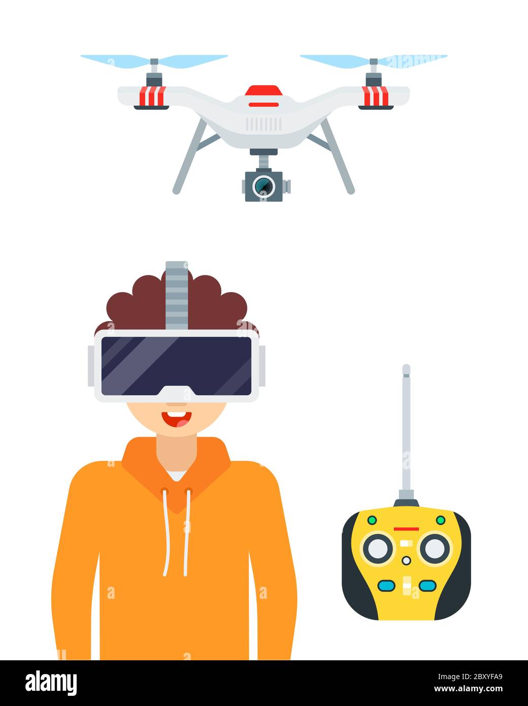Young man controls drone remote Stock Vector Images - Alamy