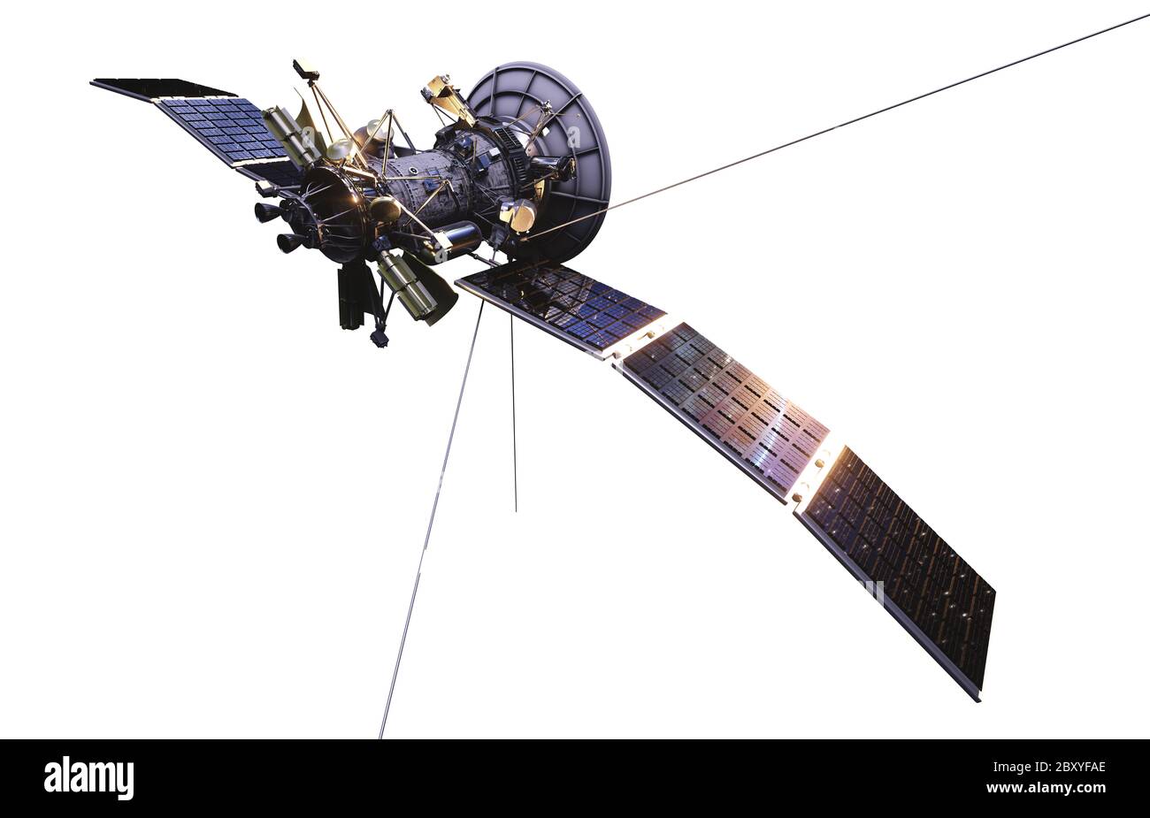 Satellite in space. Isolate on white. 3d rendering Stock Photo - Alamy