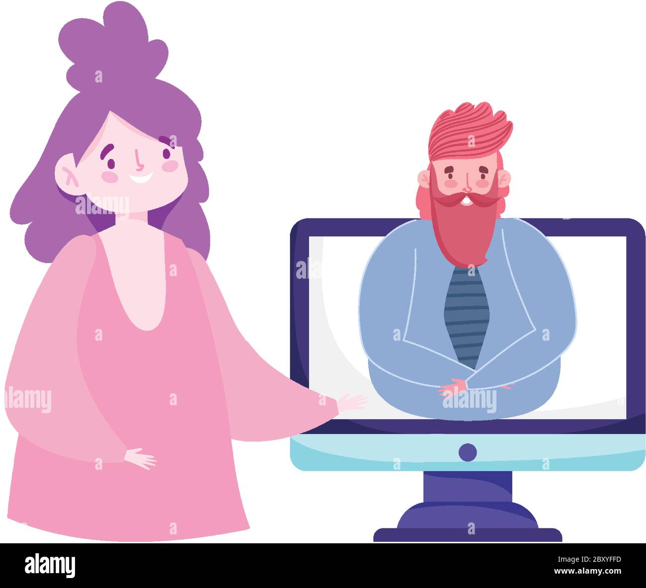 online education student girl and teacher in video computer class ...