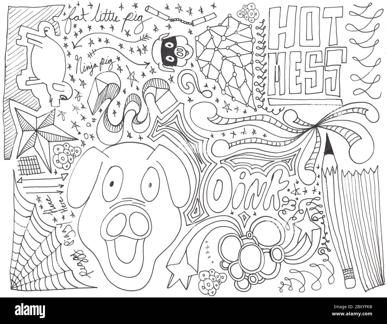 Hand drawn pig doodles Stock Photo - Alamy