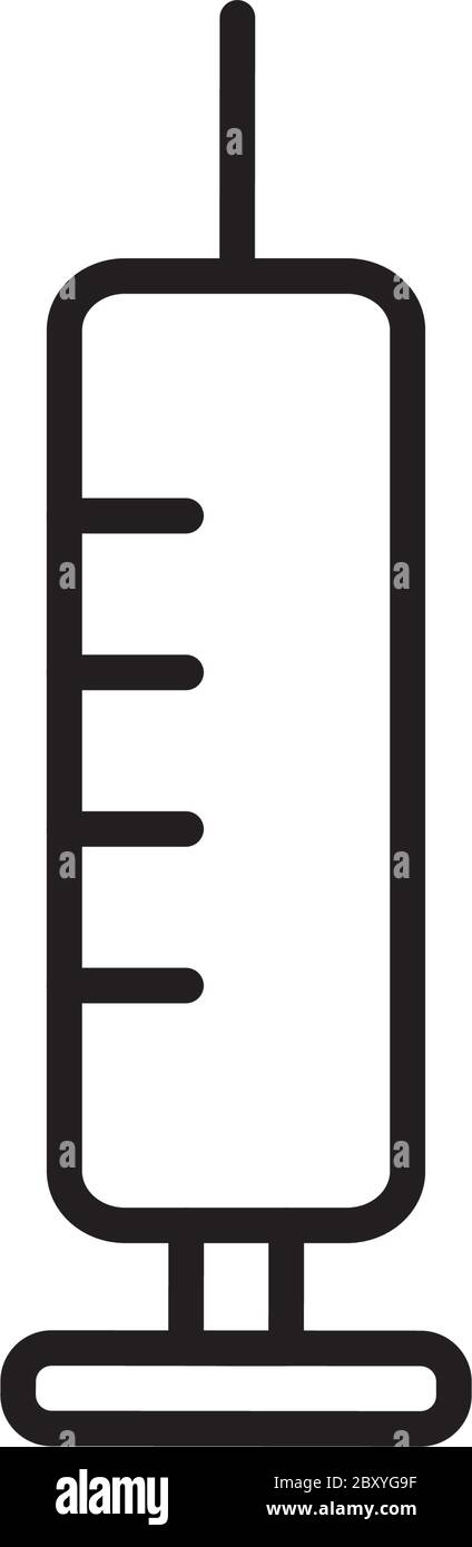 medical syringe icon over white background, line style, vector ...