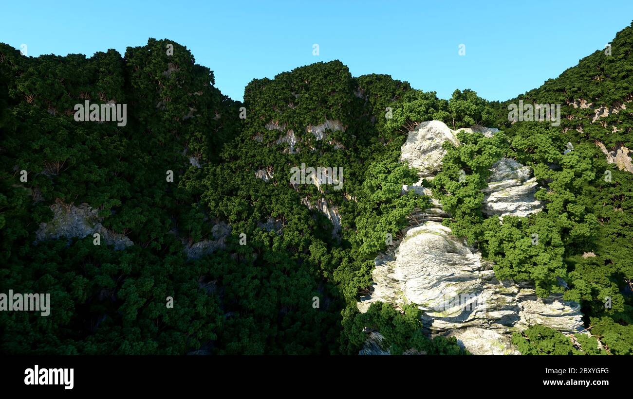 Mountain cliffs trees fantasy hi-res stock photography and images - Alamy