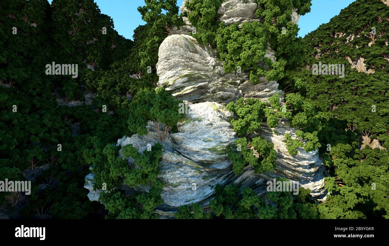 Mountain cliffs trees fantasy hi-res stock photography and images - Alamy