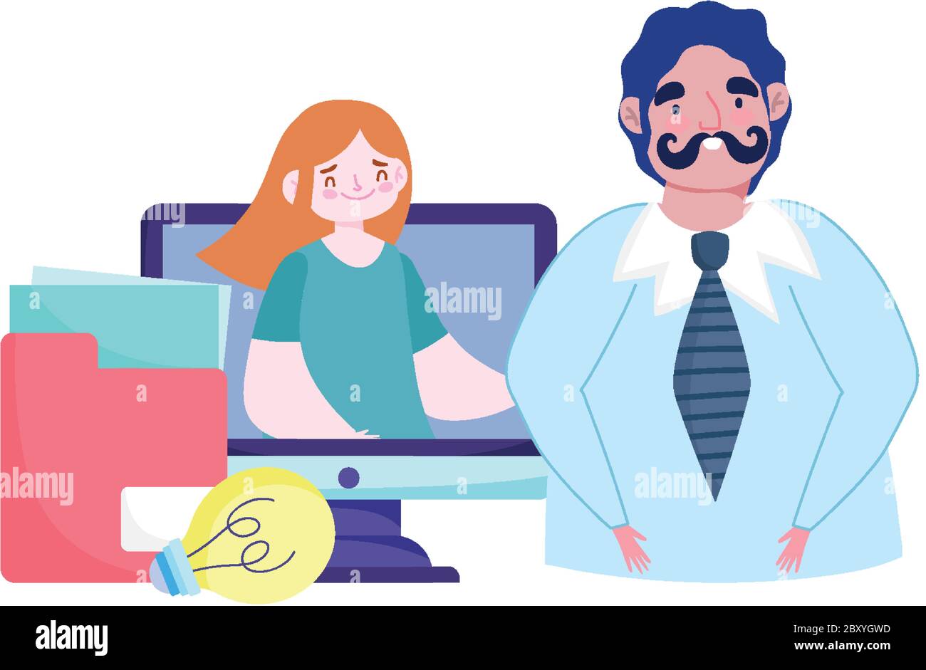 online education teacher and student computer creativity study vector ...