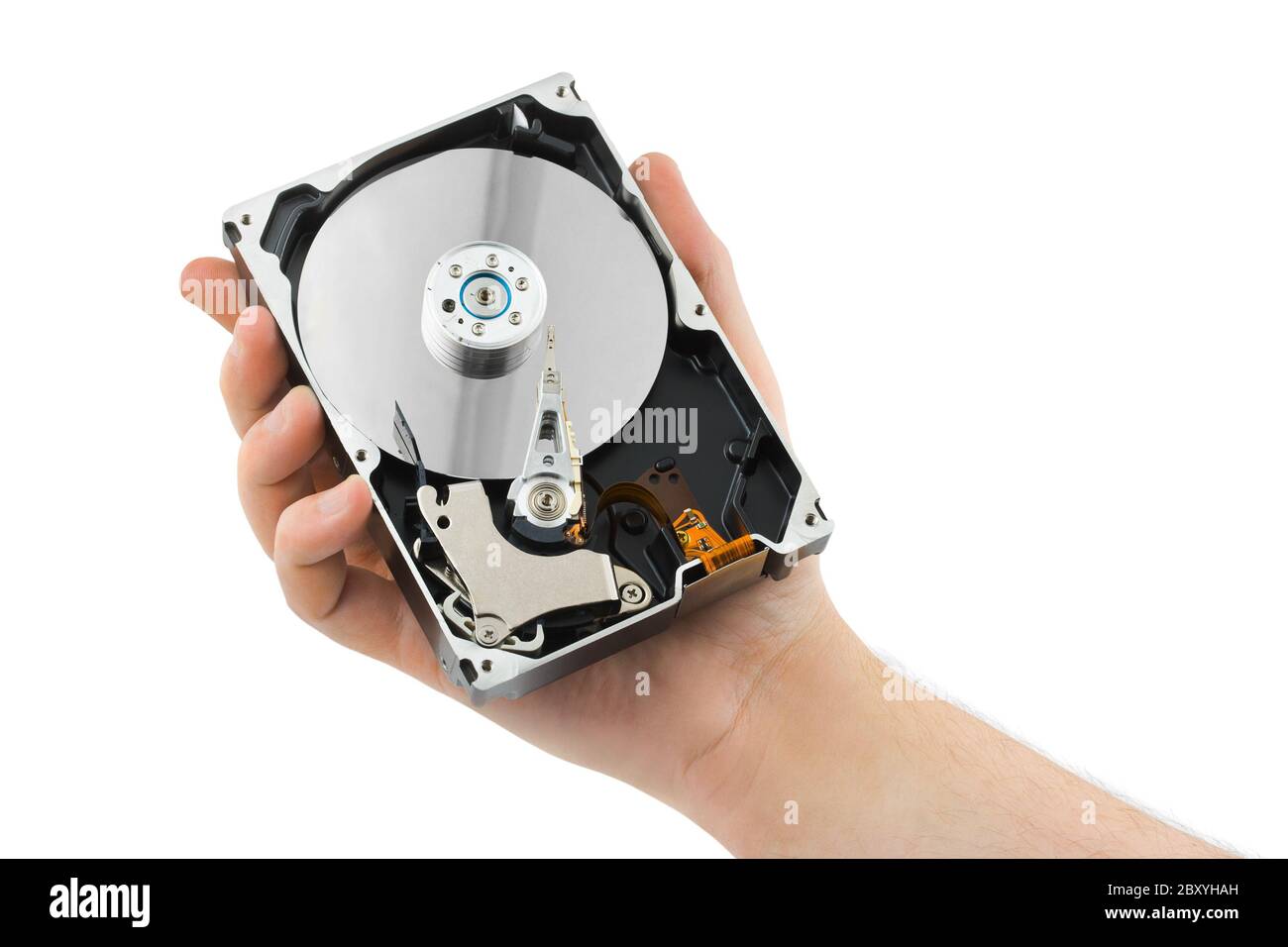 Hand and computer hard drive Stock Photo - Alamy