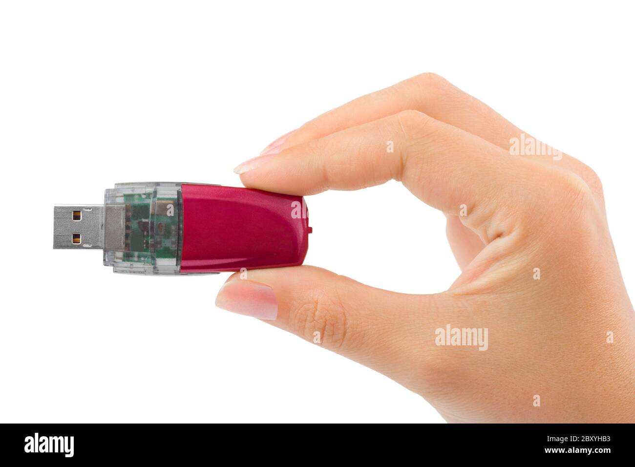 Flash drive in hand Stock Photo - Alamy