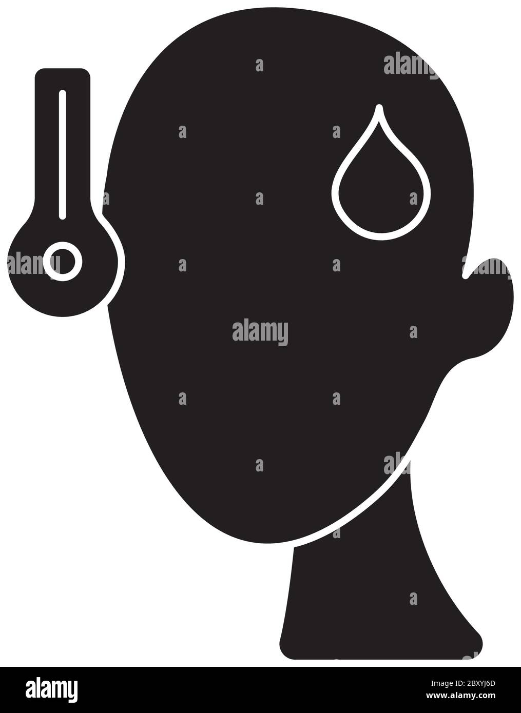 Covid 19 symptoms concept, pictogram Man avatar with fever, Person with ...