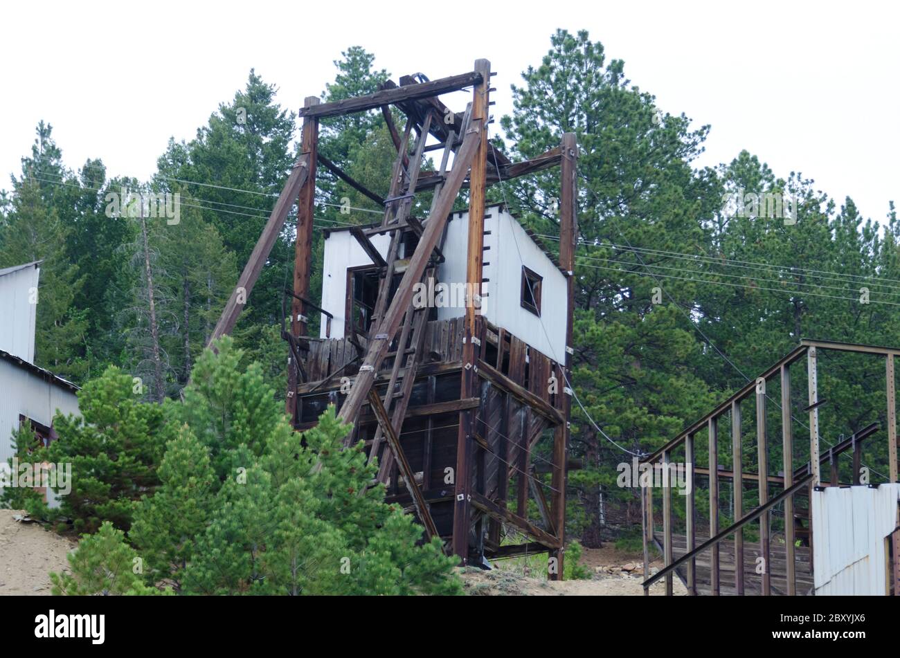 Buildings and equipment from old gold mines, in the town of Central ...