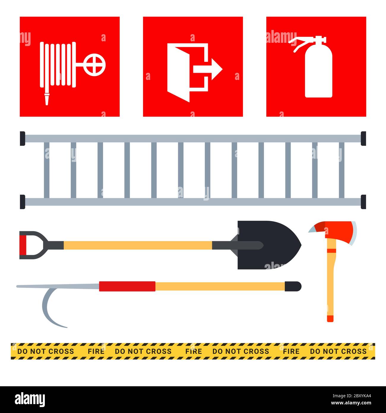 Set of firefighters equipment vector icon flat isolated Stock Vector ...