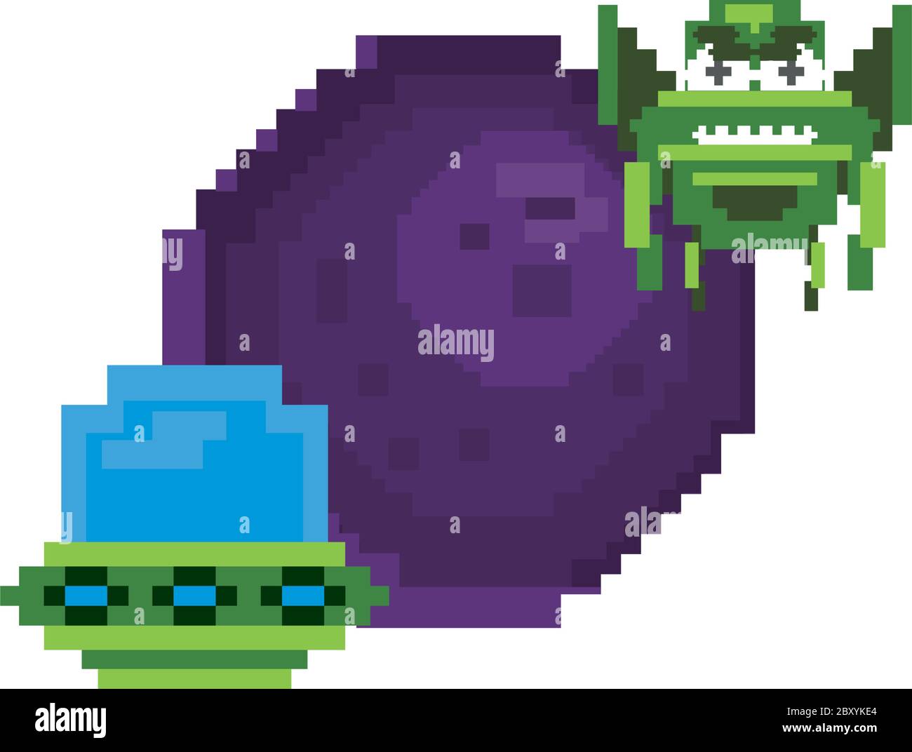 space alien in ufo 8 bits pixelated icon vector illustration design ...