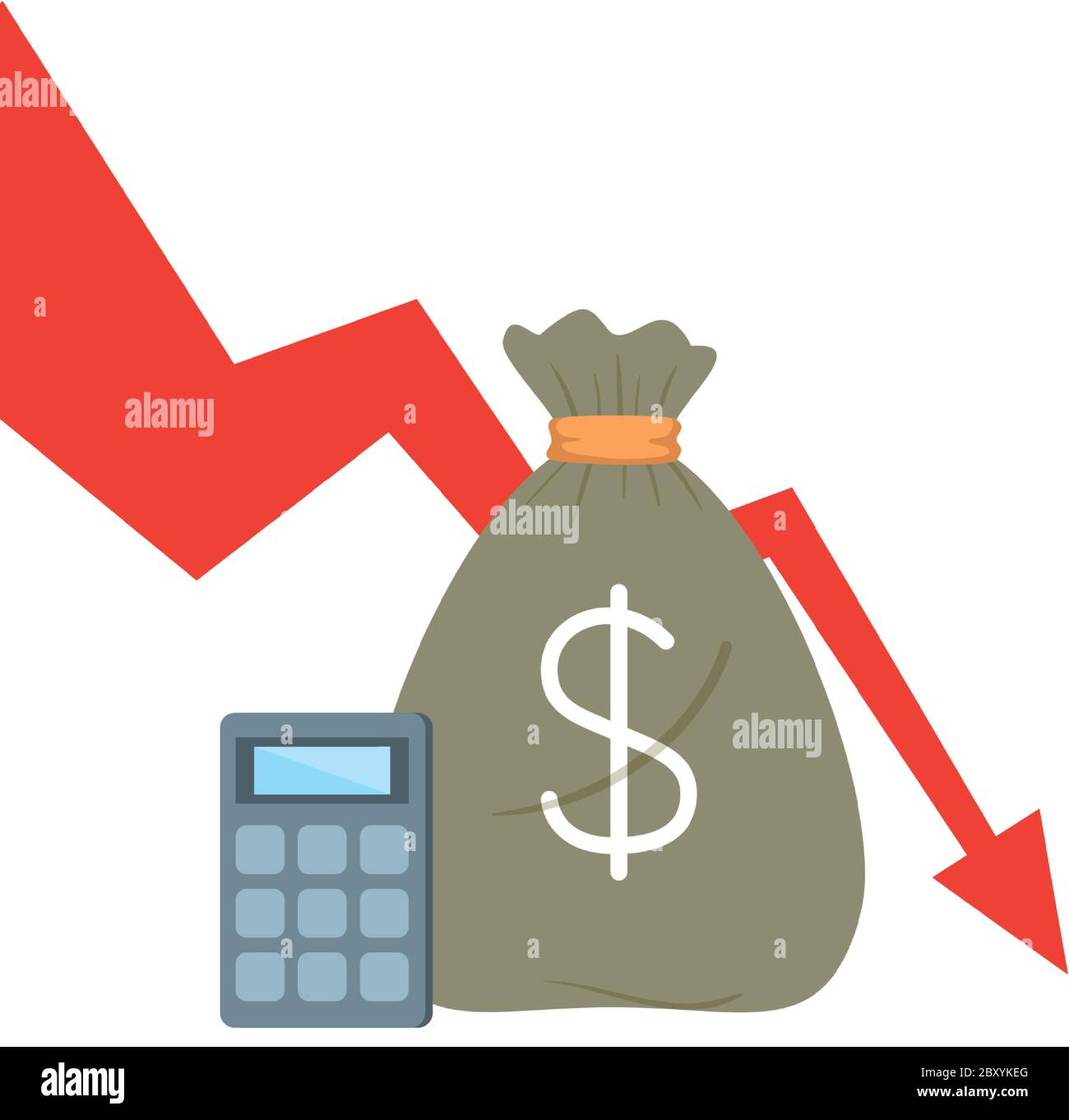 money bag and calculator with decrease arrow vector design Stock Vector Image & Art - Alamy