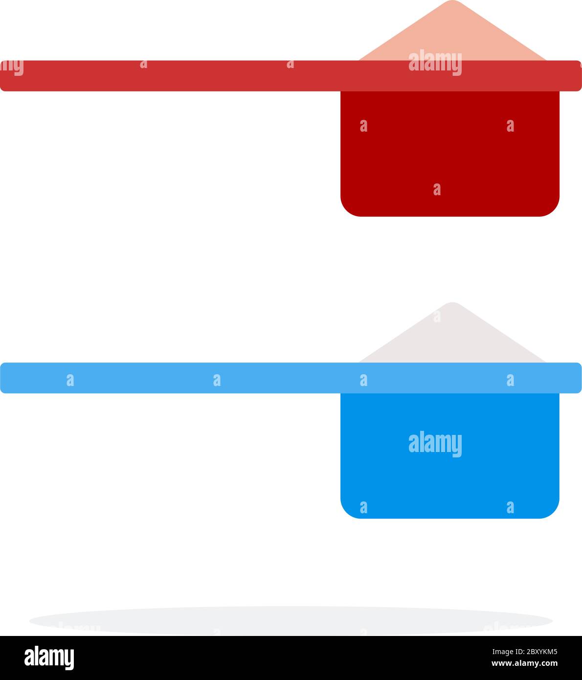 Blue and red measuring spoons for sports vitamins flat isolated Stock ...